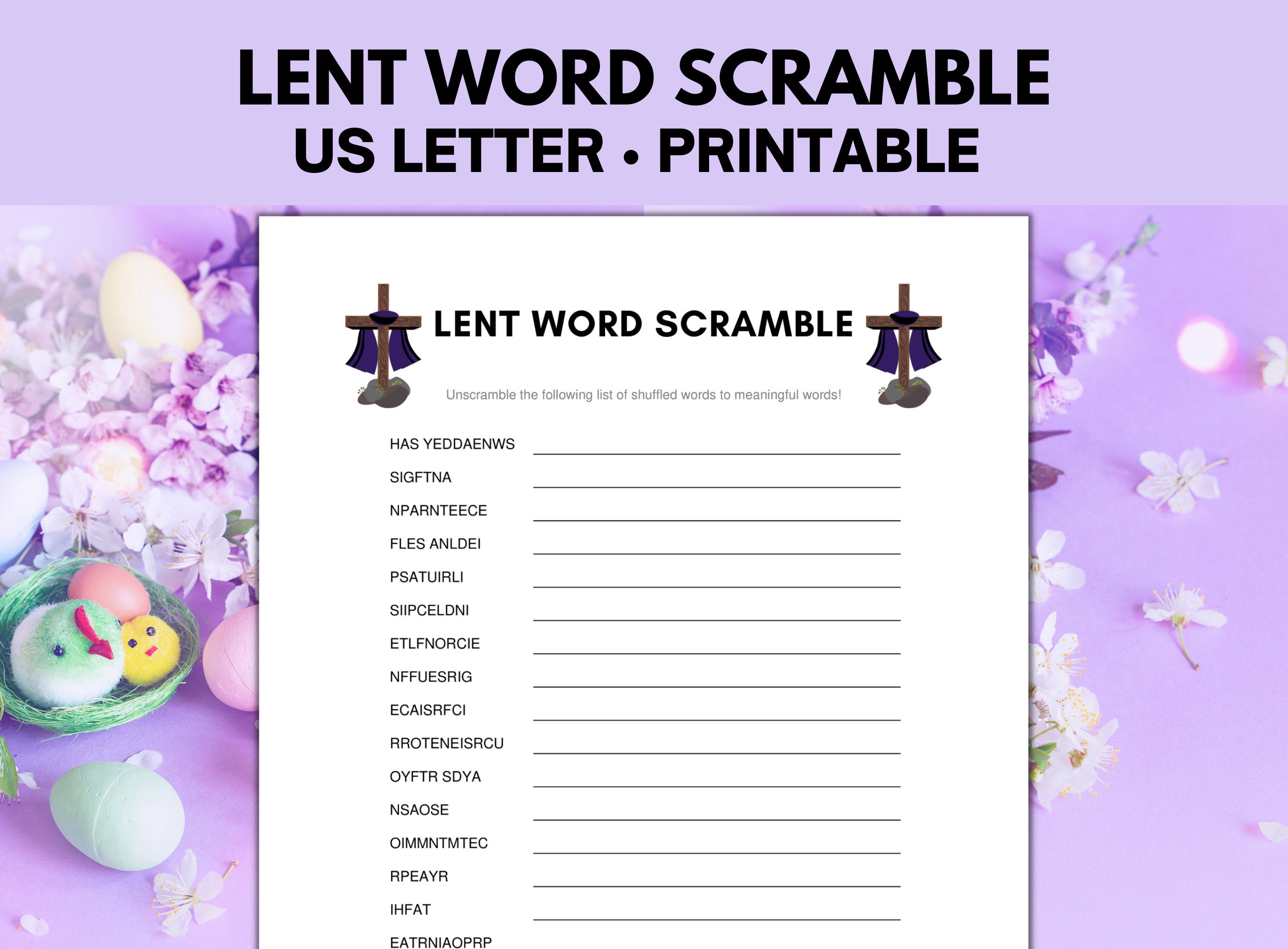 Lent Word Scramble Game, Lent Games and Activities, Christian Games - Etsy