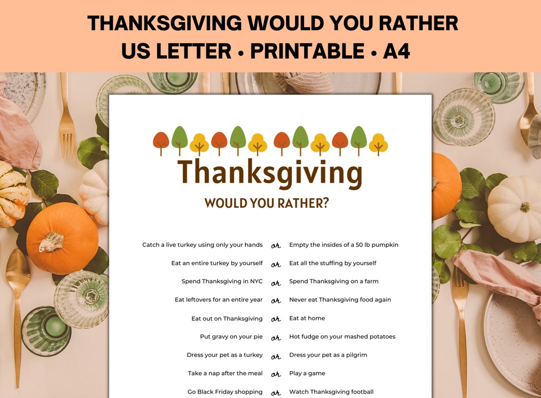 Thanksgiving Would You Rather Game, Thanksgiving Printable Games and ...
