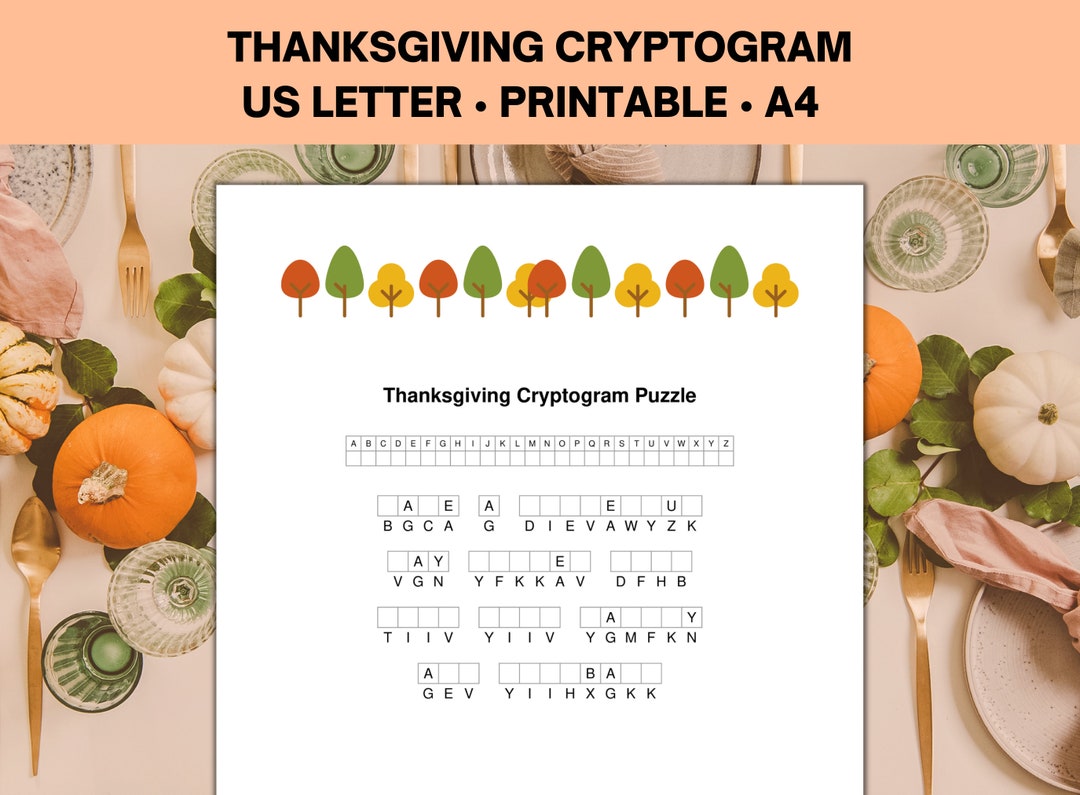 Thanksgiving Cryptogram Puzzle, Thanksgiving Printable Game and ...