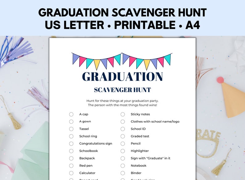 Graduation Scavenger Hunt, Treasure Hunt, Graduation Party Games ...