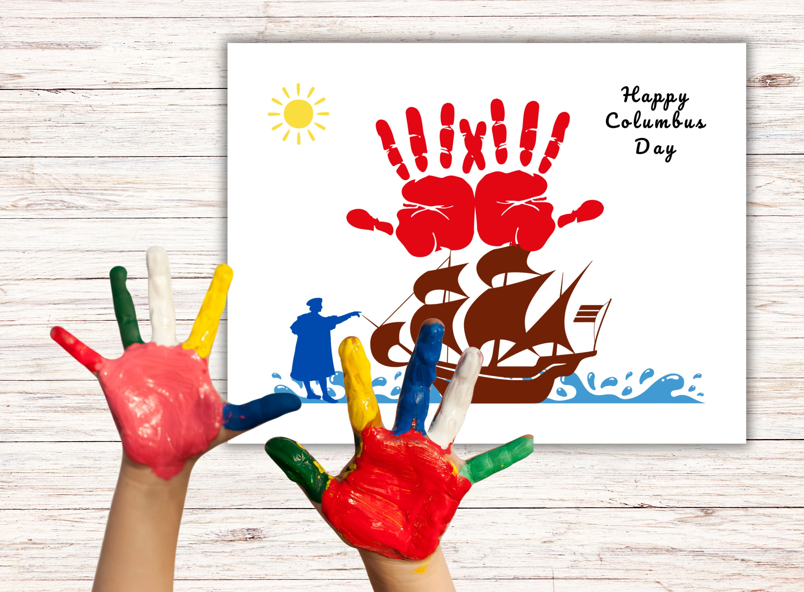 Columbus Day Handprint Art, Handprint Craft, Fingerprint Art, Columbus ...