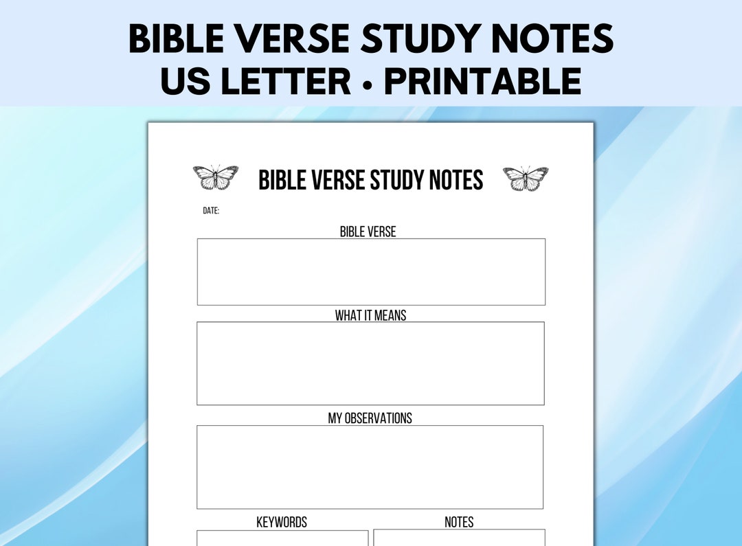 Bible Verse Study Notes Reference and Planner Printable, Scripture ...