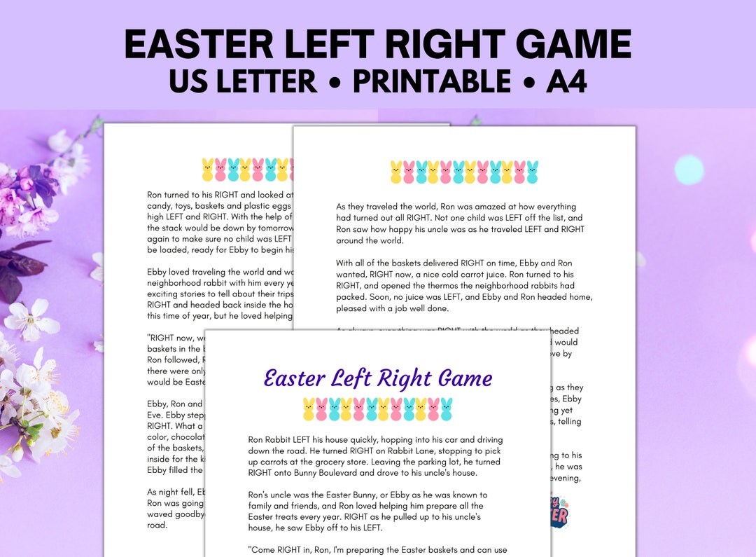 Easter Left Right Game, Pass the Gift Game, Pass the Prize Game, Right ...
