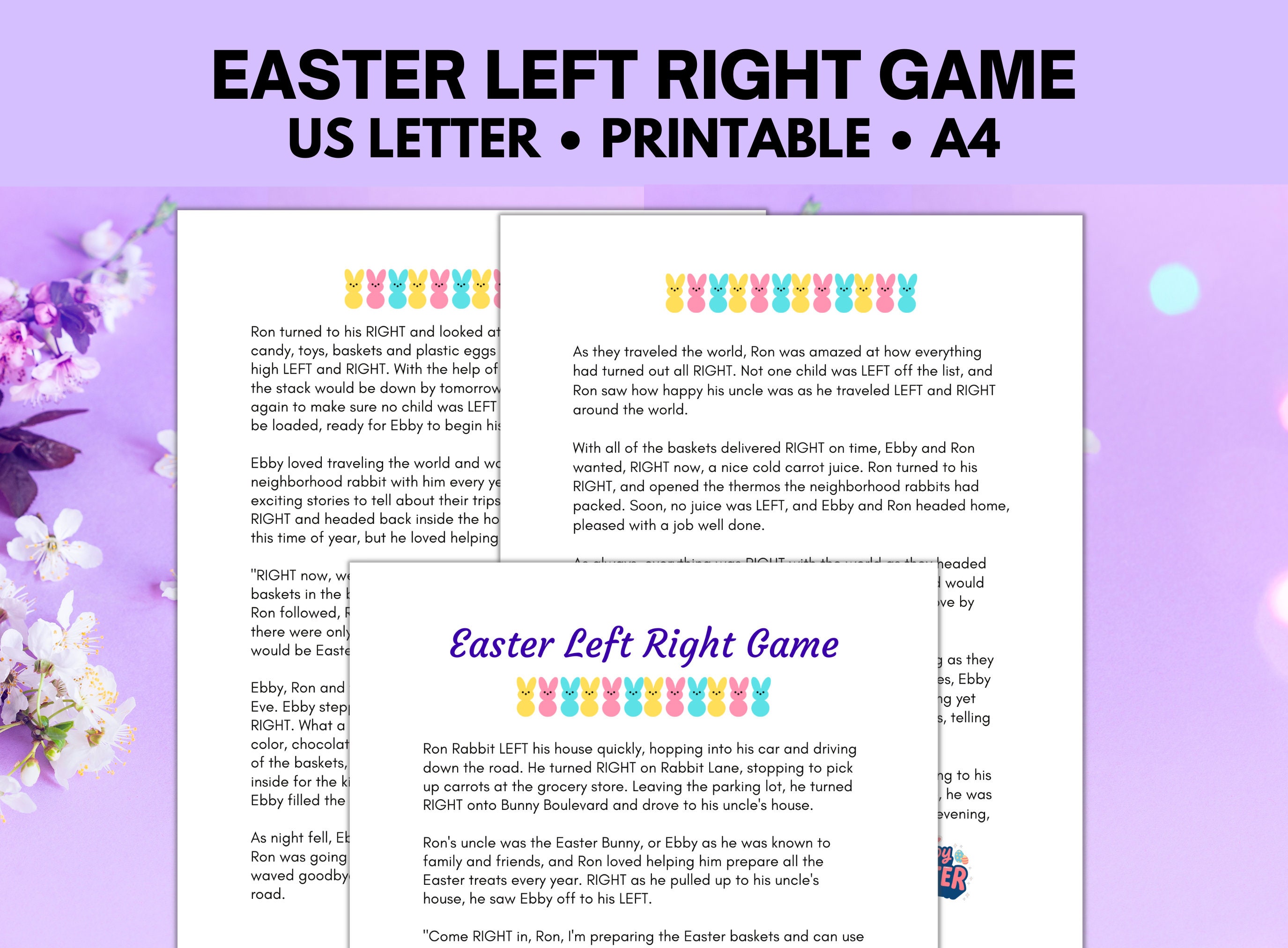 Easter Left Right Game, Pass the Gift Game, Pass the Prize Game, Right ...