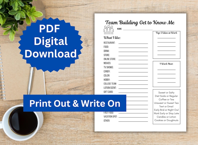 Team Building Get to Know Me Questionnaire Printable, Team Building ...