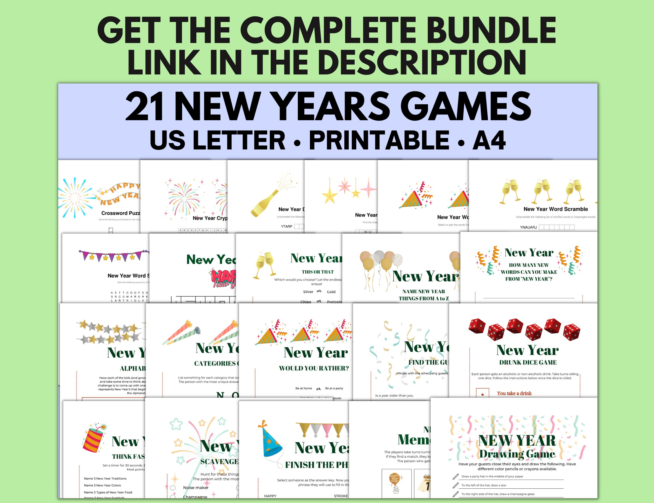 New Year Cryptogram Puzzle Printable, New Year's Eve Games, New Year's ...