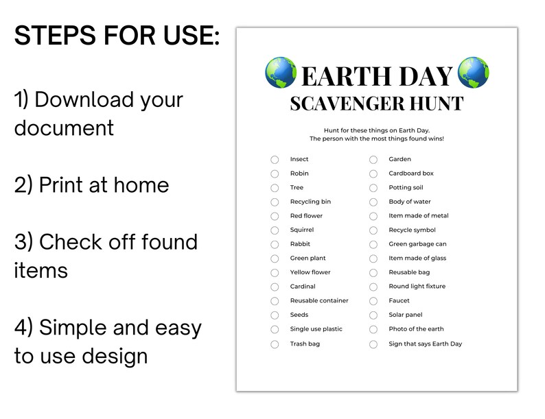 Earth Day Scavenger Hunt, Earth Day Printable, Earth Day Activities ...