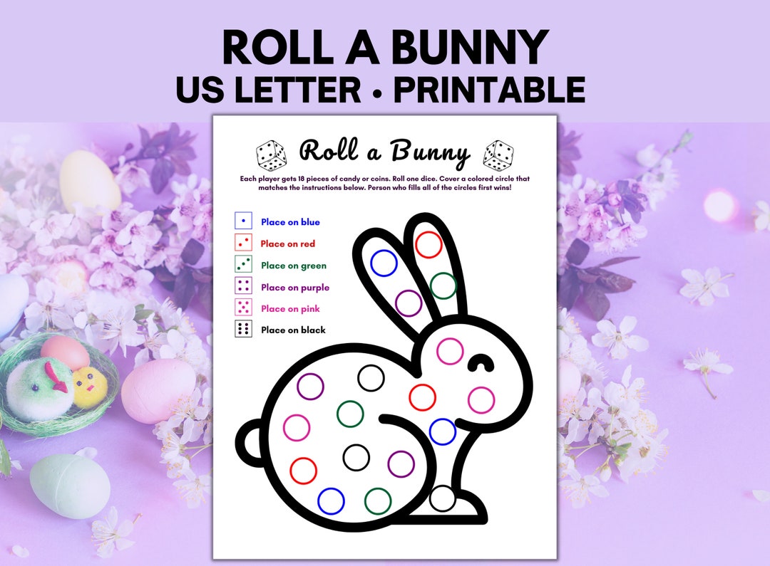 Roll a Bunny Printable Easter Dice Game for Kids, Lent Activities for ...