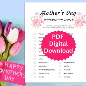 Mother's Day Scavenger Hunt Printable, Scavenger Hunt for Kids and ...