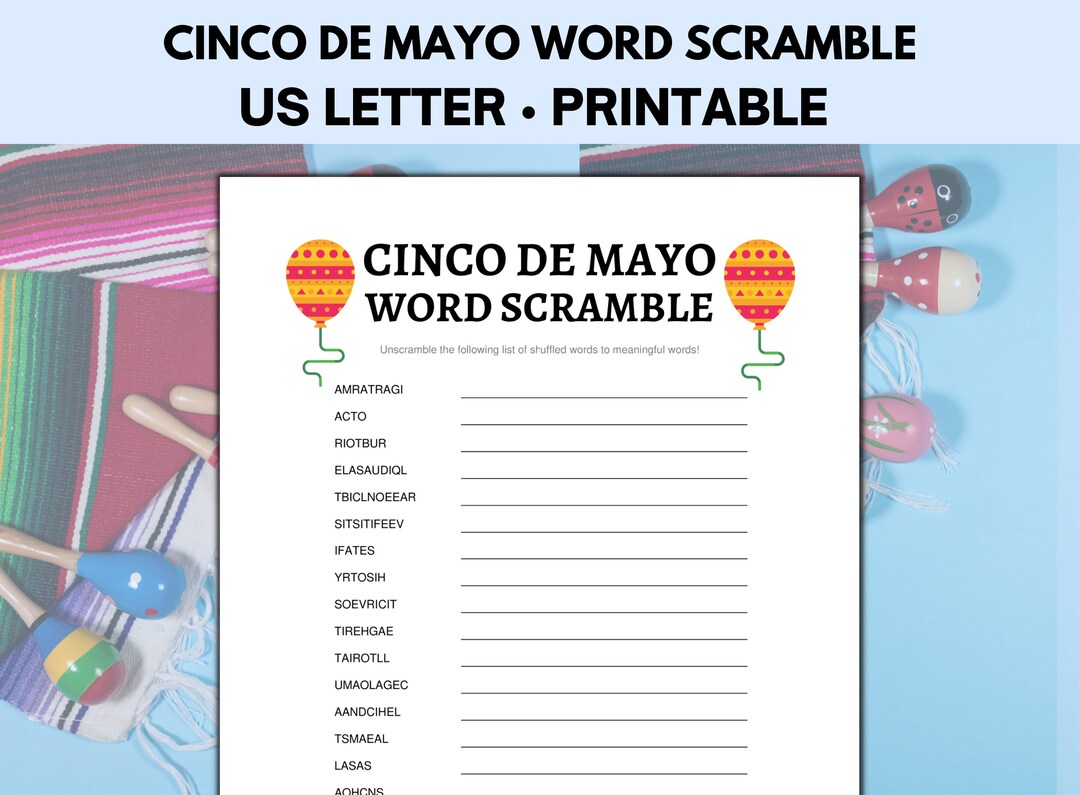 Cinco De Mayo Word Scramble Game, Cinco De Mayo Games, Fiesta Games ...