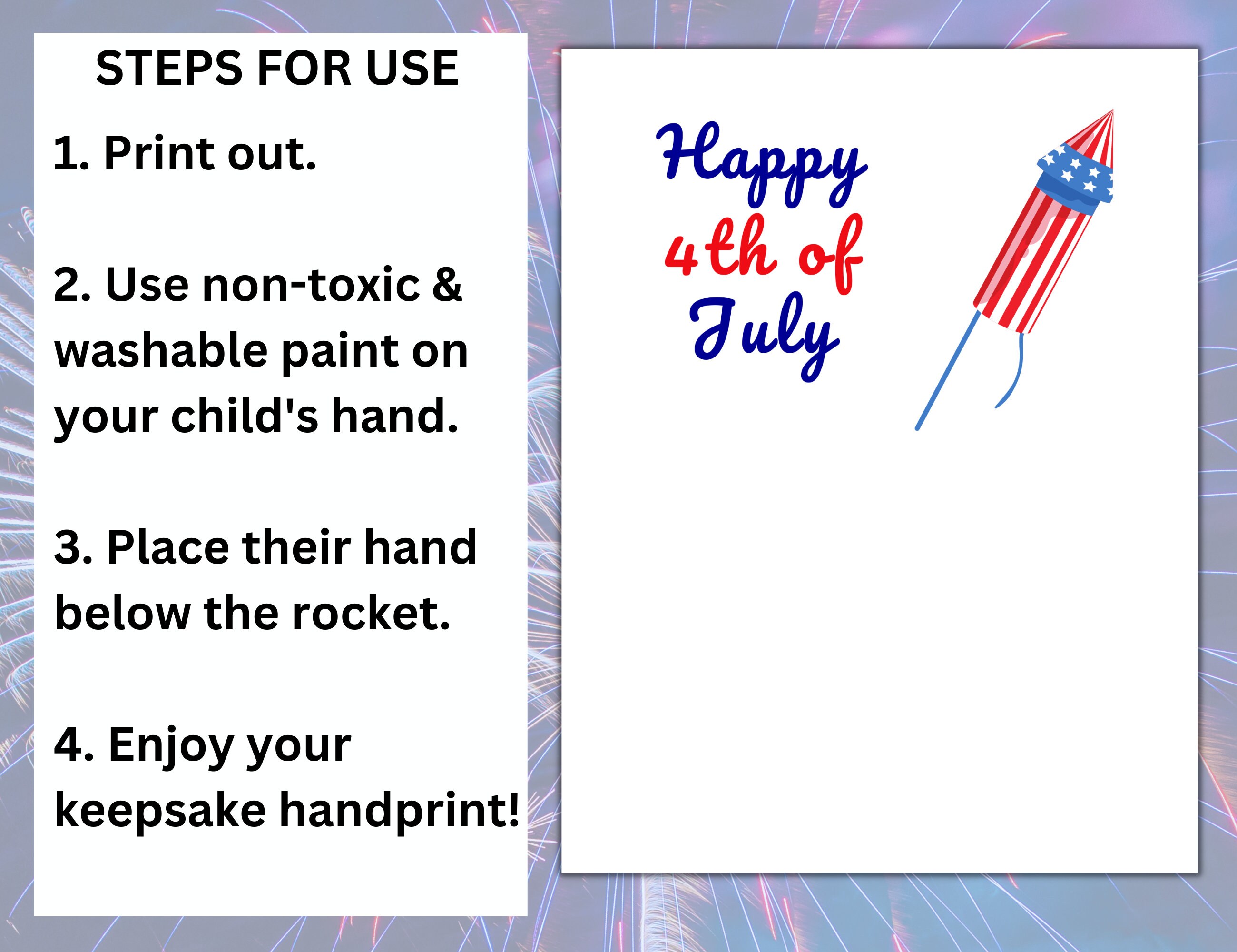 4th of July Handprint Art, Handprint Keepsake, 4th of July Activities ...