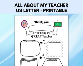 Teacher Appreciation Printable Bundle for Kids, Teacher Survey, Teacher ...