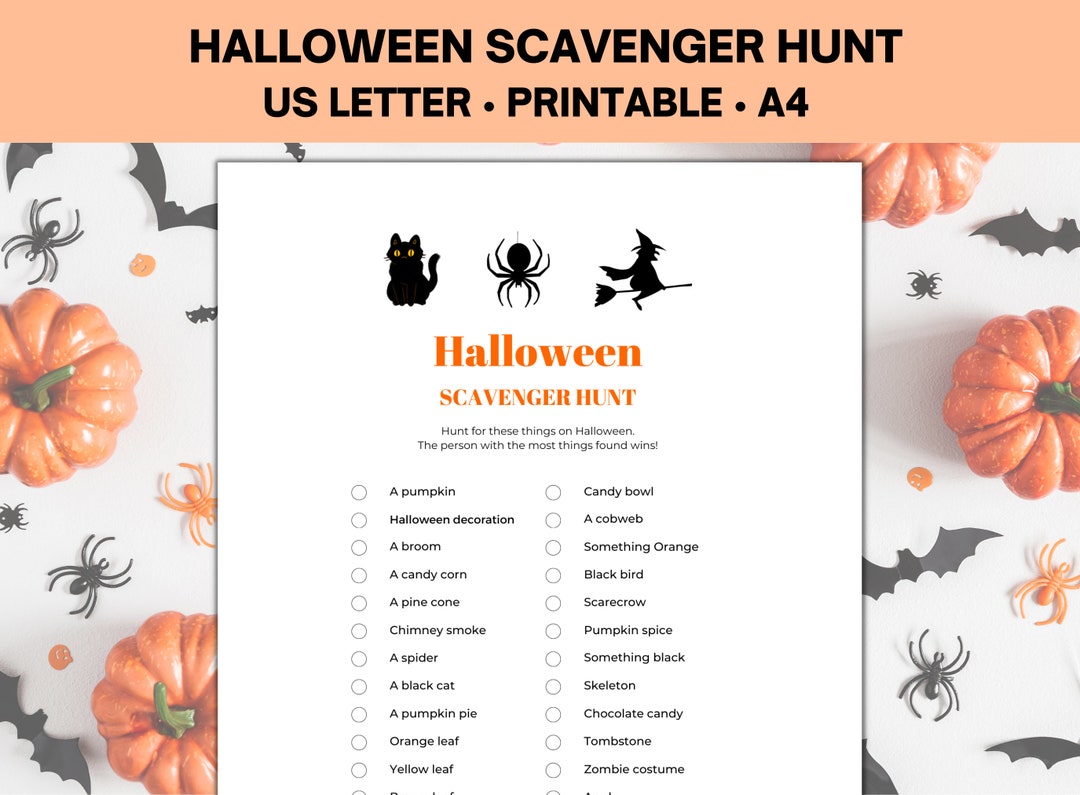 Halloween Scavenger Hunt for Kids and Adults, Halloween Party Games ...