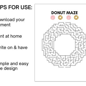 Donut Maze, Doughnut Maze Printables, Donut Birthday Party Game, Donut ...