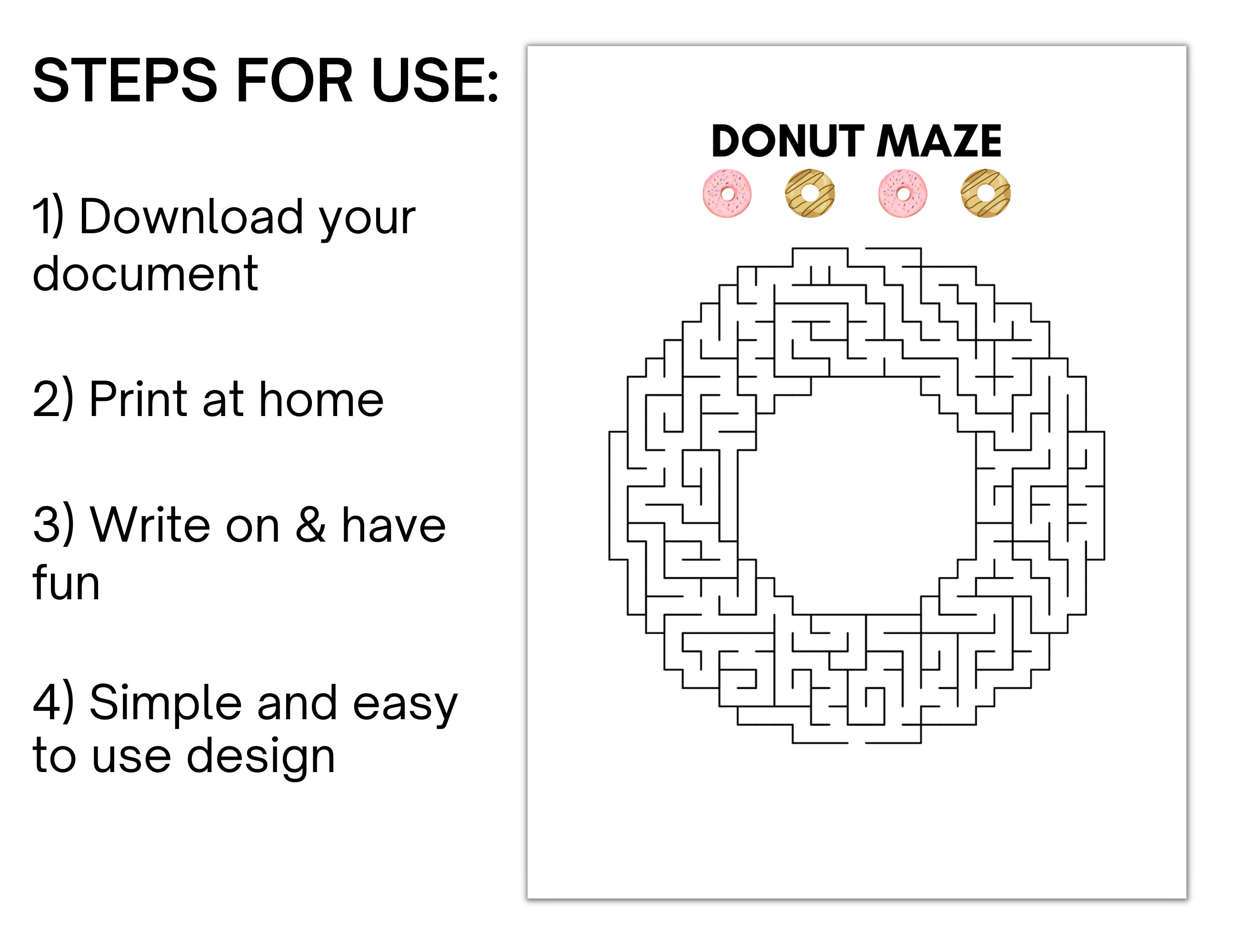 Donut Maze, Doughnut Maze Printables, Donut Birthday Party Game, Donut ...