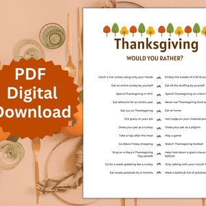 Thanksgiving Would You Rather Game, Thanksgiving Printable Games and ...