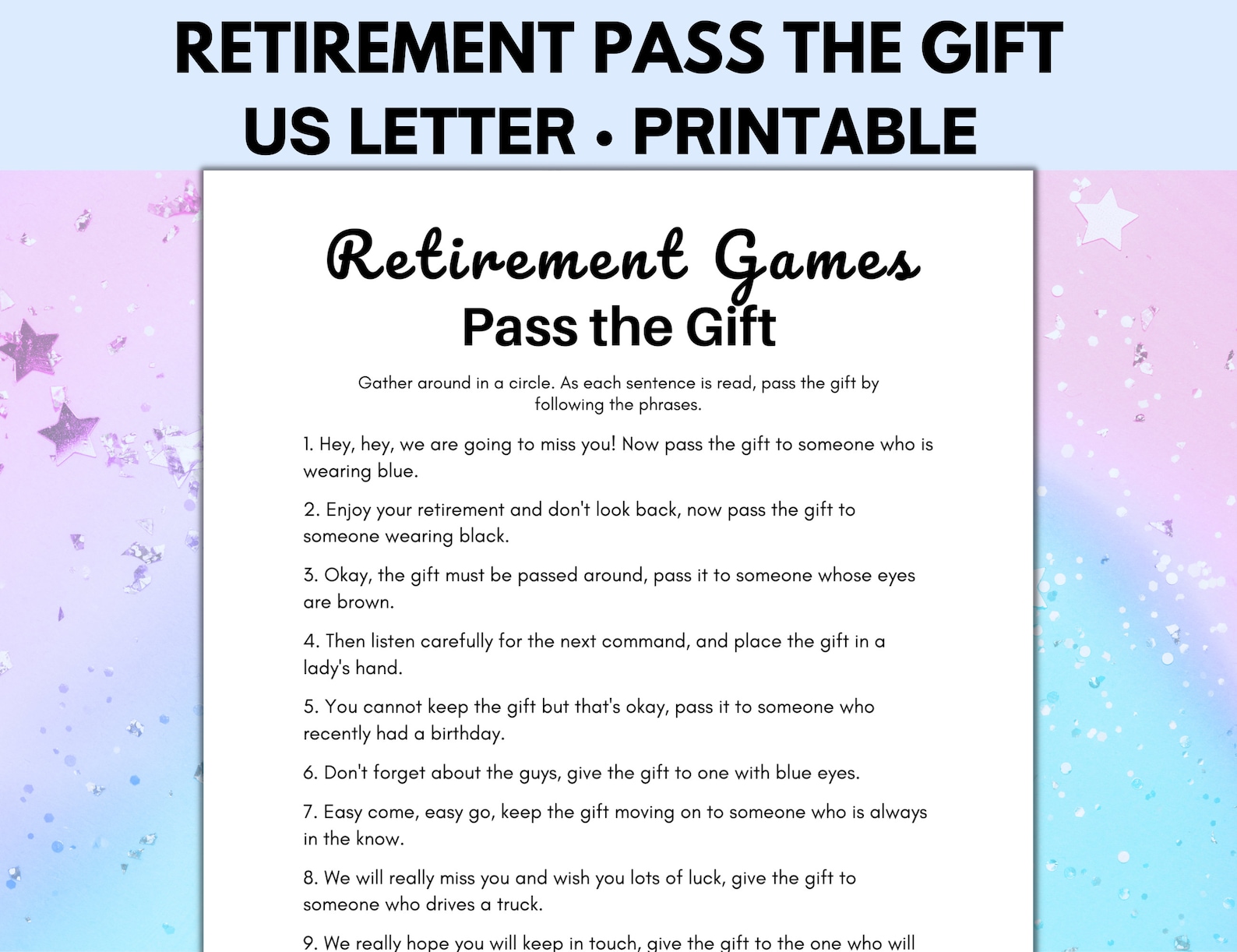 Retirement Pass the Gift Game, Retirement Games, Retiree Games, Ice ...