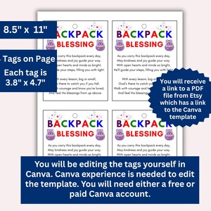 Backpack Blessing Tags Editable, Bless This Backpack, Christian ...