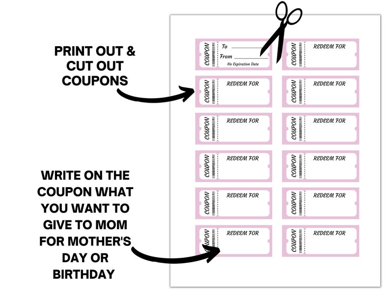 Mother's Day Coupons Printable Mom Coupon Book, Mother's Day Crafts ...