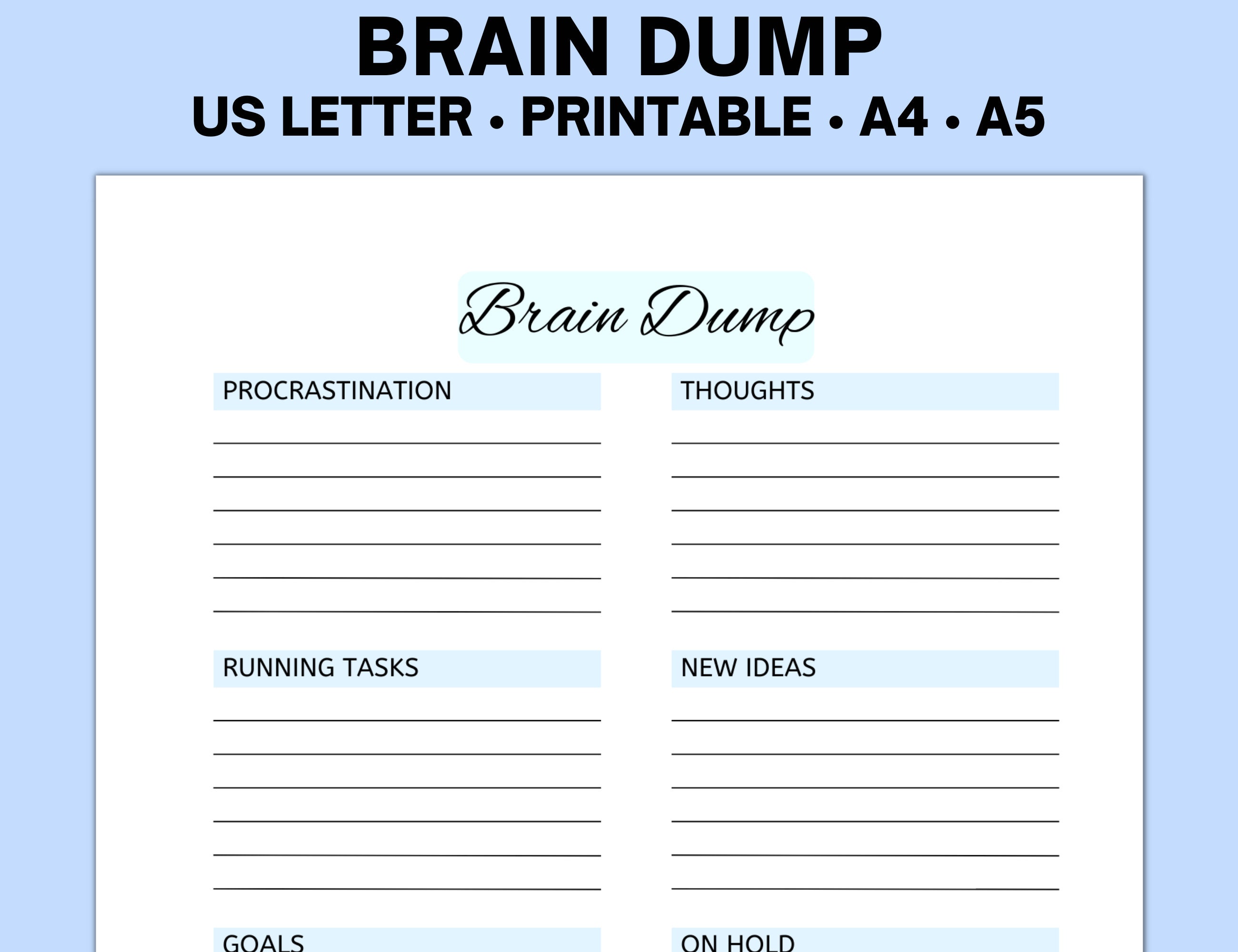Brain Dump Printable, ADHD Brain Dump, Thought Planner - Etsy