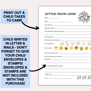 Letter From Camp for Kids to Send to Parents and Grandparents, Summer ...