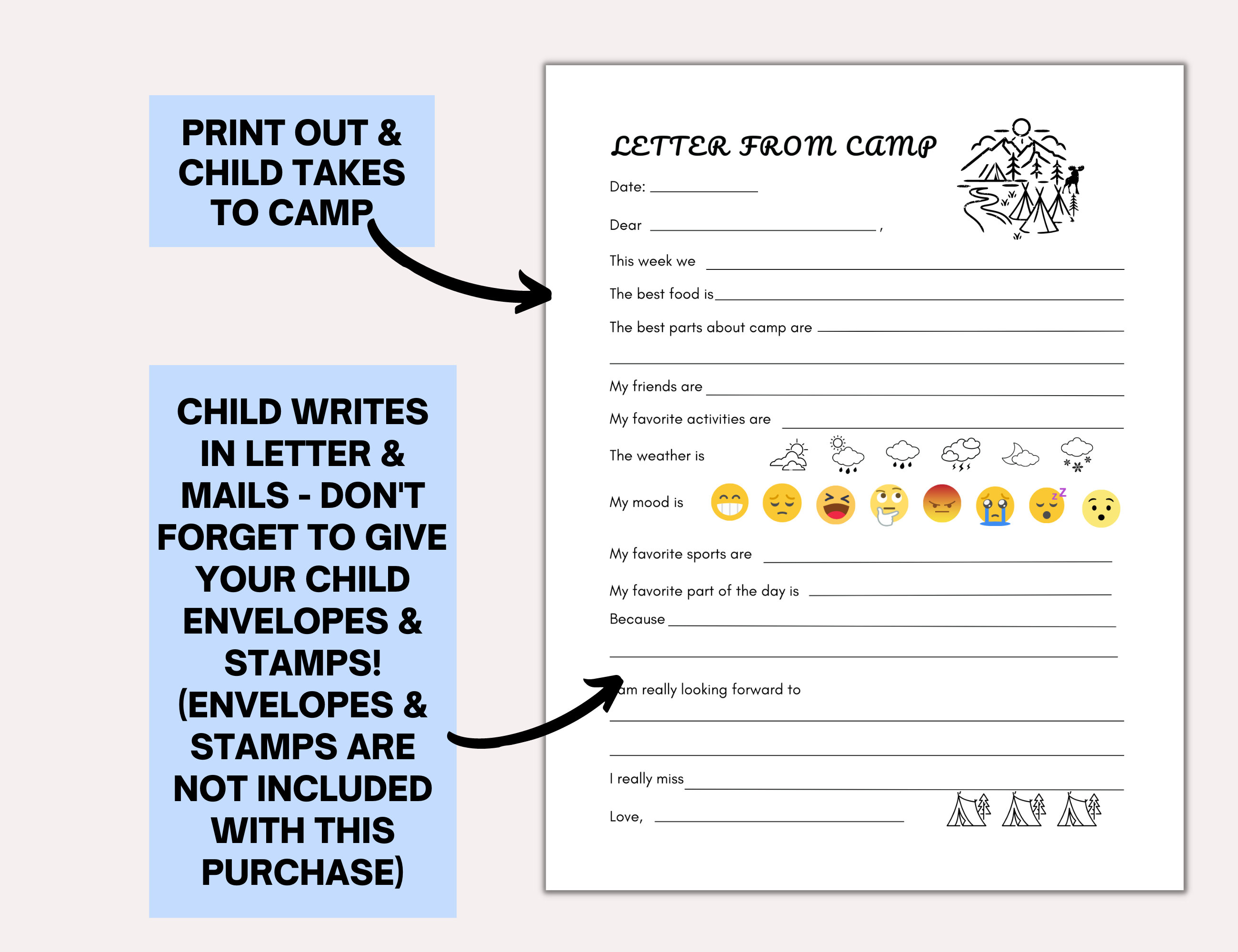 Letter From Camp Camp Log Summer Camp Planner Grandparent - Etsy
