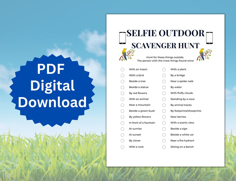 Selfie Scavenger Hunt, Nature and Outdoor Scavenger Hunt for Kids and ...