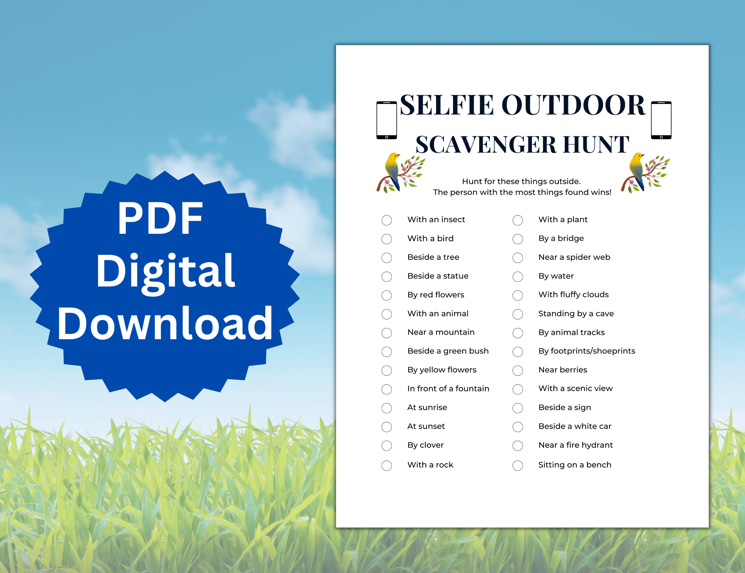 Selfie Scavenger Hunt, Nature and Outdoor Scavenger Hunt for Kids and ...