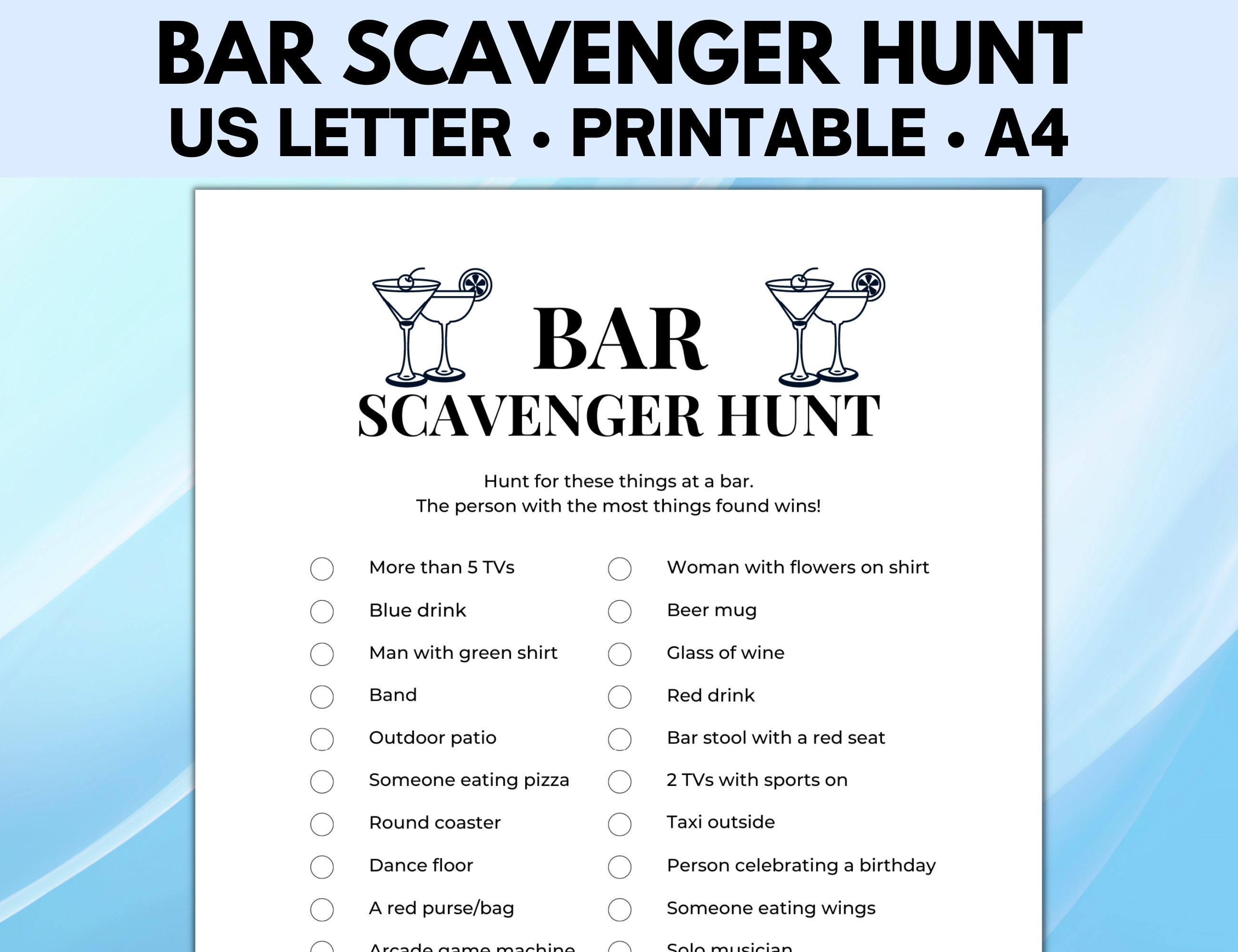 Bar Scavenger Hunt Pub Crawl Scavenger Hunt Bar Crawl Scavenger Hunt