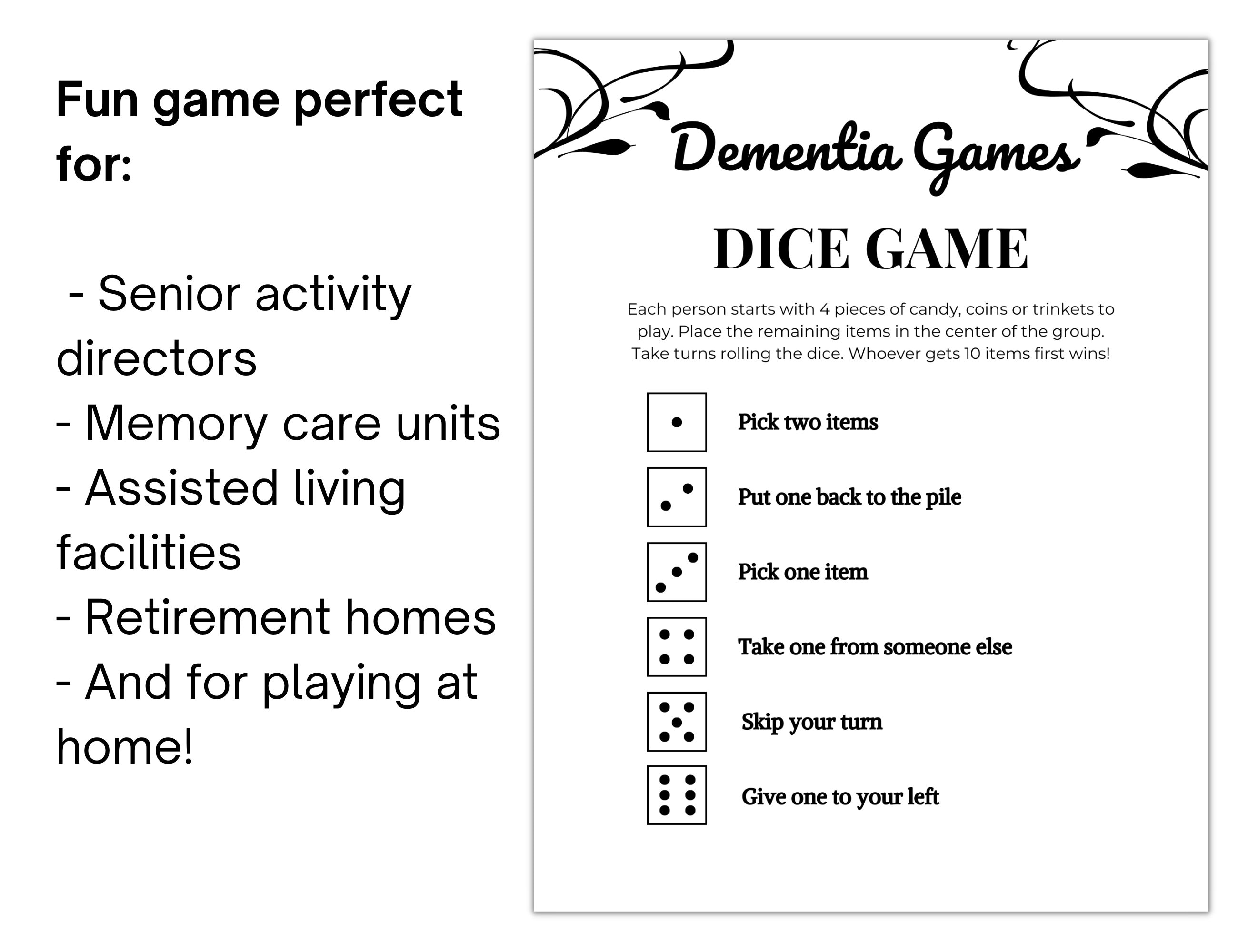 Dementia Dice Game, Candy Dice Game, Dice Game Printable, Ice Breaker ...