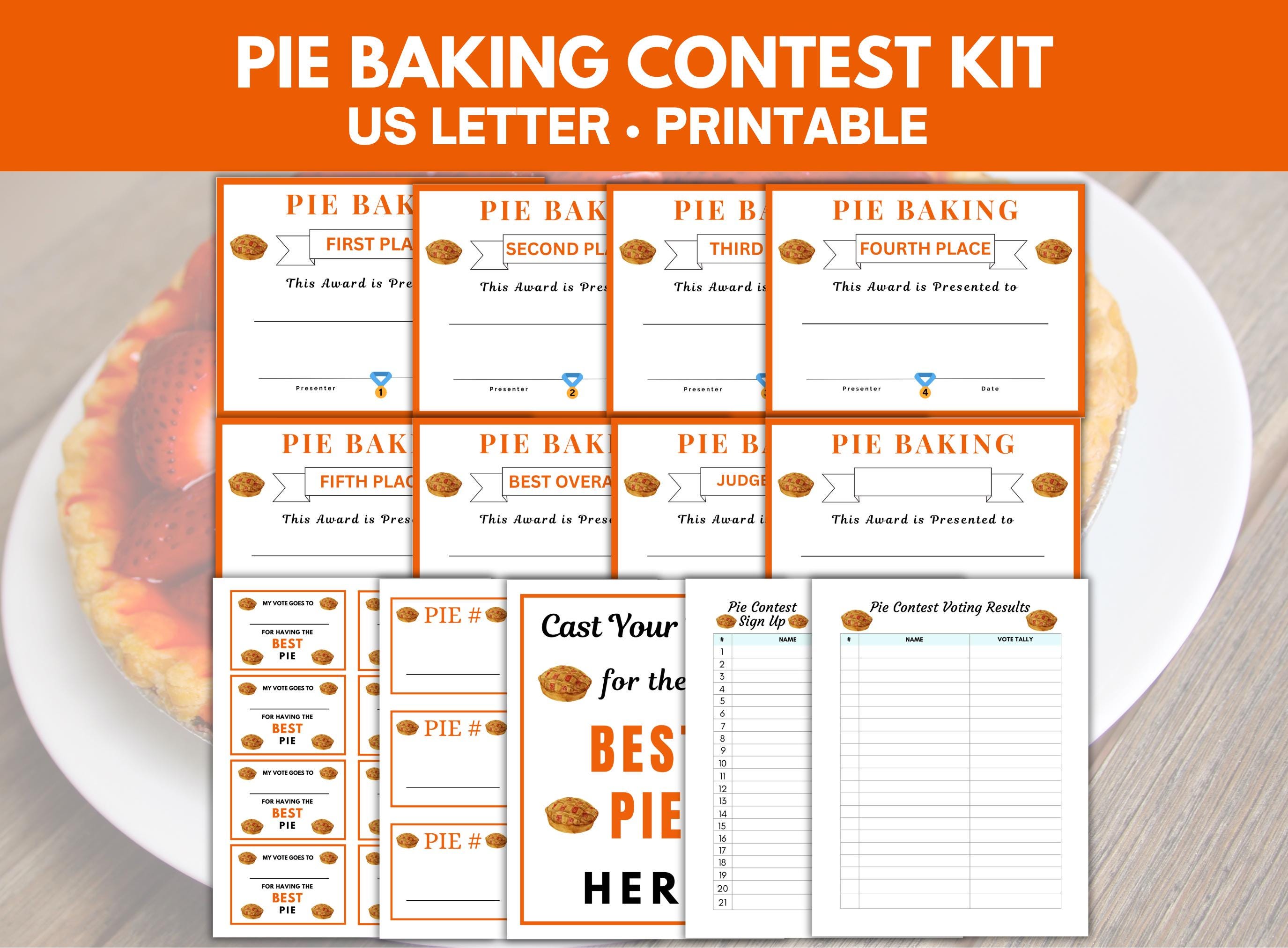 Pie Baking Contest Kit, Pie Competition, Pie Contest Awards ...