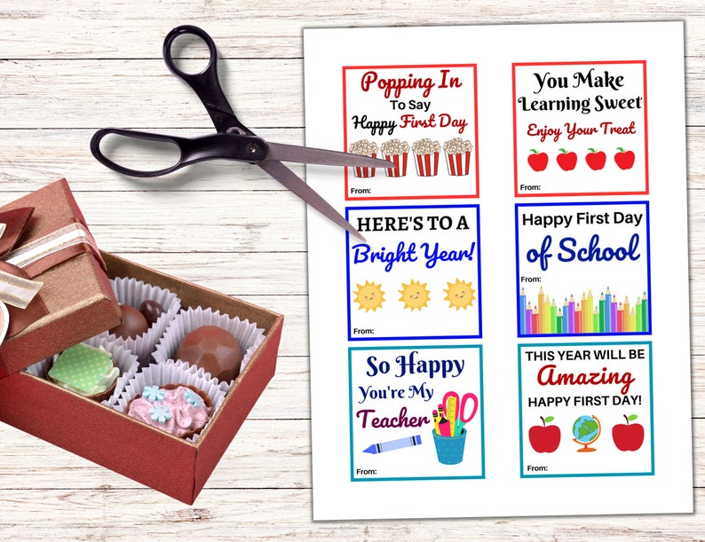 First Day of School Gift Tag, Back to School Tags, 1st Day of School ...