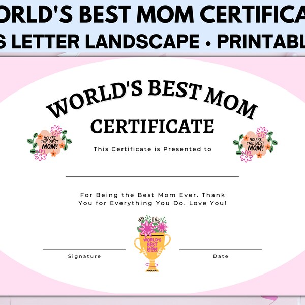 World Best Mom Certificate - Etsy