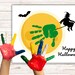 Halloween Handprint Art Craft, Fingerprint Art, Fall Halloween Activity ...