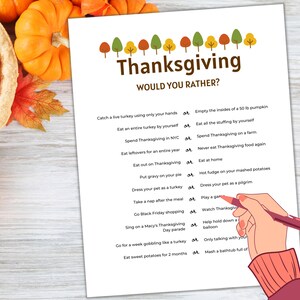 Thanksgiving Would You Rather Game, Thanksgiving Printable Games and ...