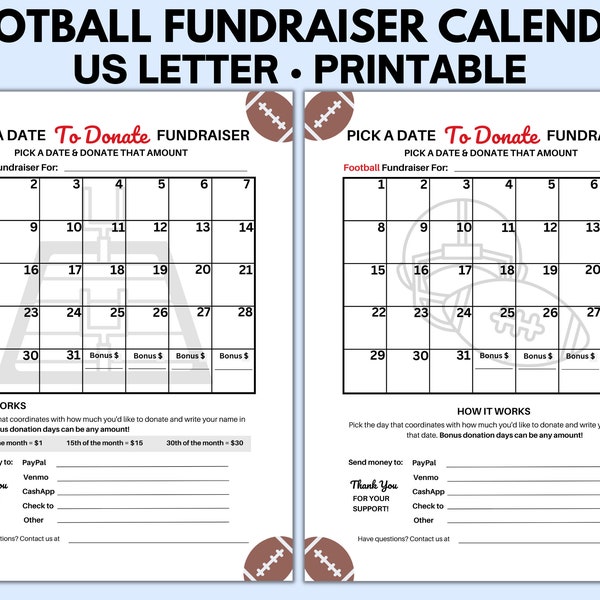 football-calendar-fundraiser-pick-a-date-etsy