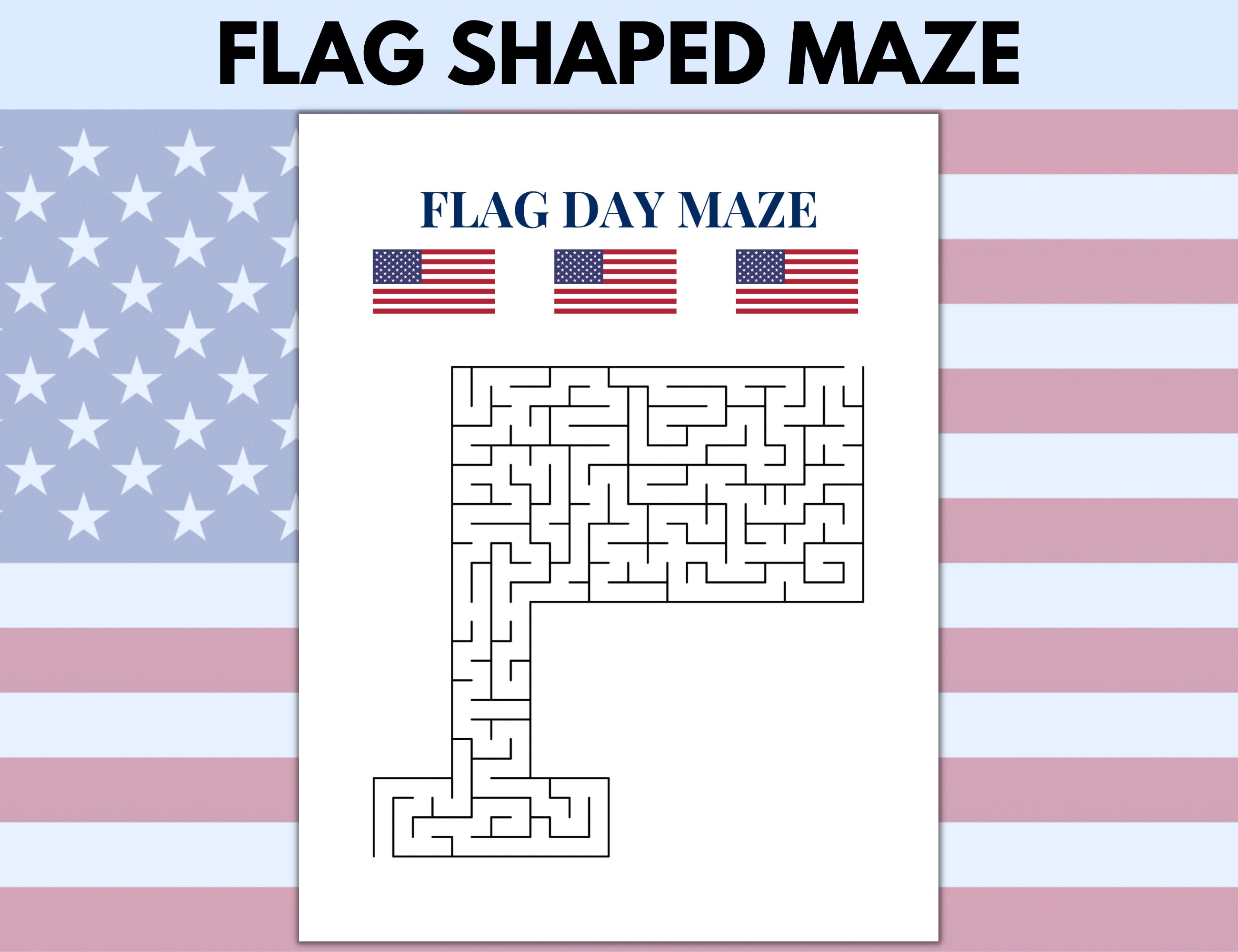 Flag Day Maze Printable, Flag Day Printable, Flag Day Activities and ...