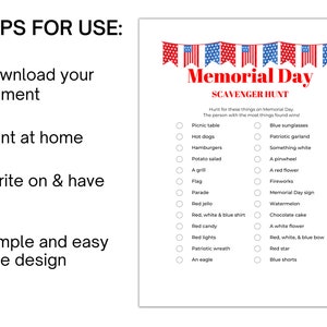 Memorial Day Scavenger Hunt for Kids and Adults, Treasure Hunt ...