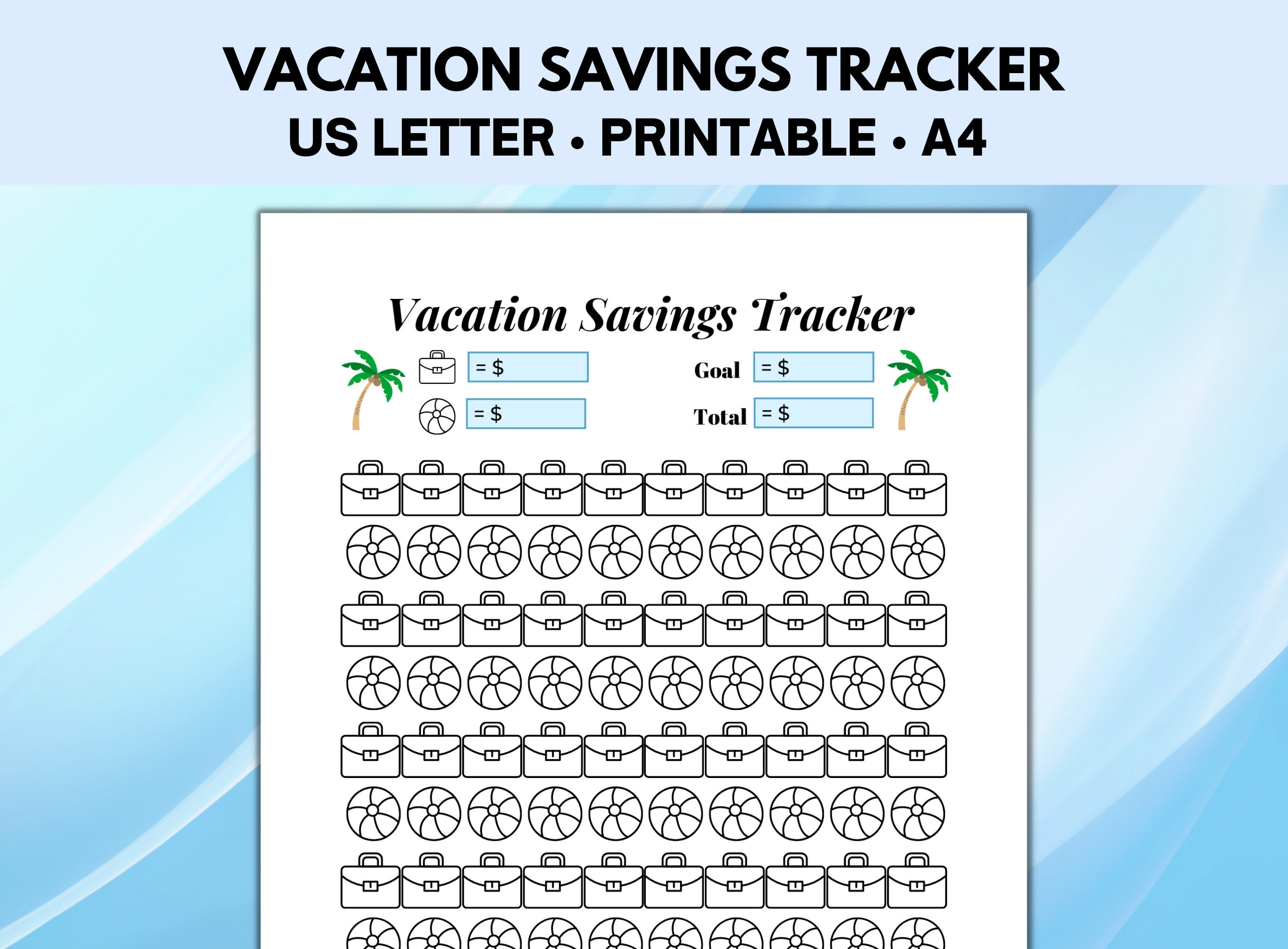 Vacation Savings Challenge Tracker Printable - Etsy