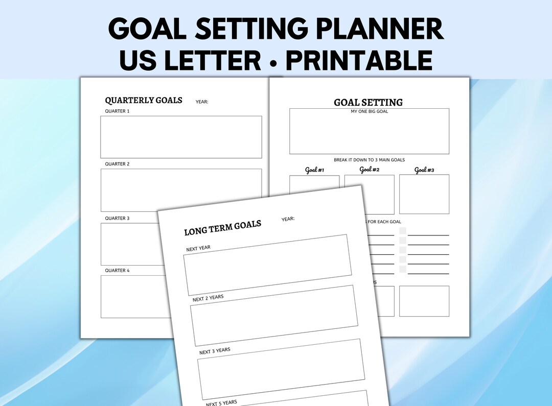 Goal Setting Planner Worksheet, Goal Review for Quarterly Goal Setting ...