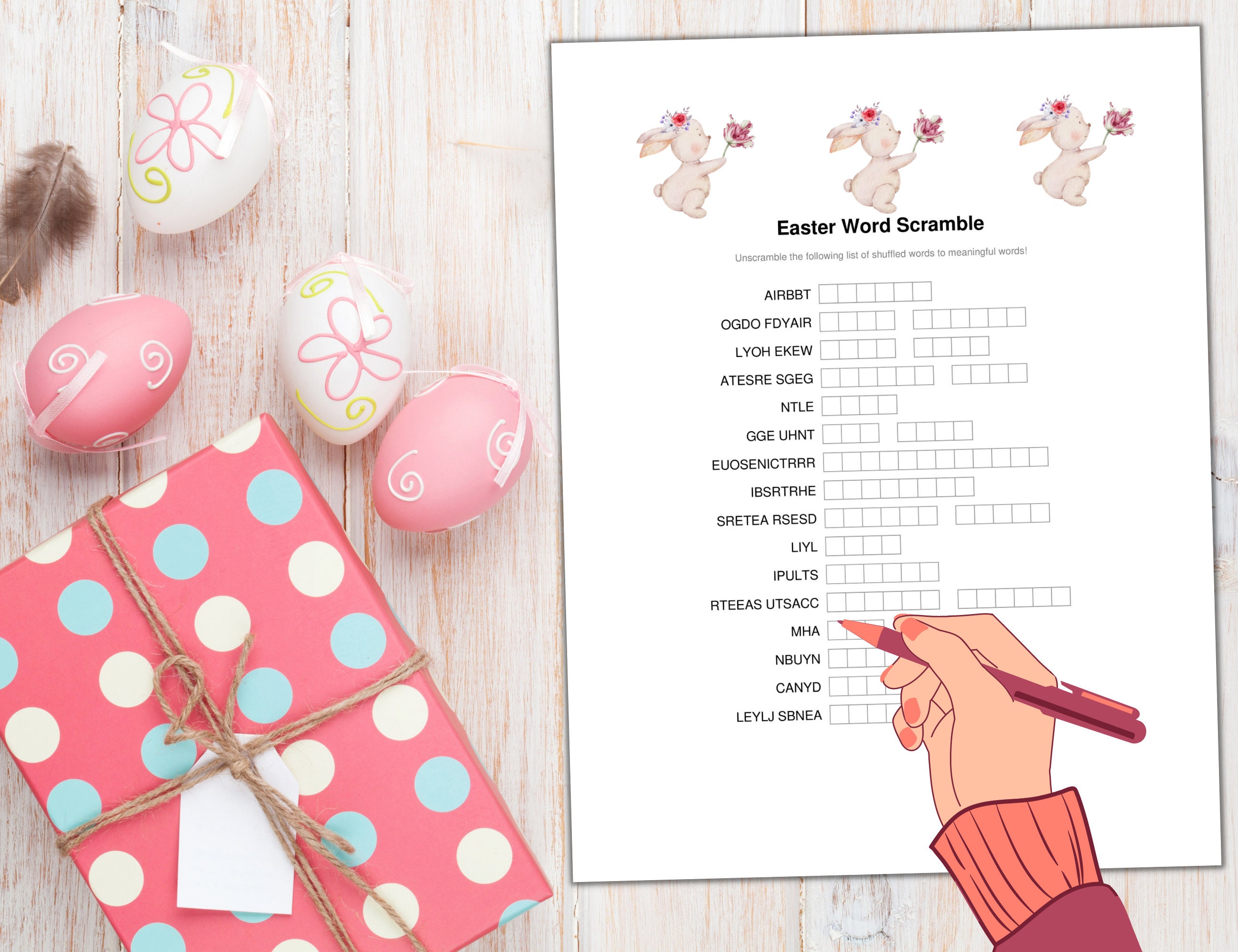 Easter Word Scramble Game, Printable Easter Games for Kids and Adults ...