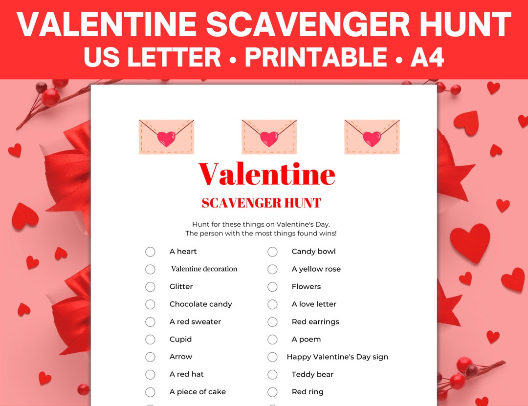 Valentine Scavenger Hunt Valentine Party Game - Etsy