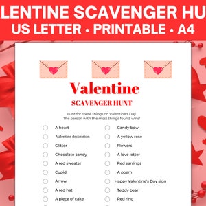Valentine Scavenger Hunt, Valentine Party Game, Valentine's Day Game ...