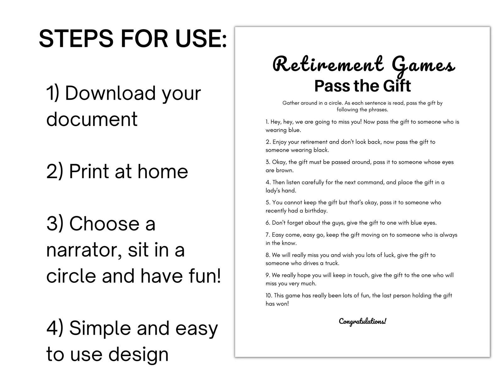 Retirement Pass the Gift Game, Retirement Games, Retiree Games, Ice ...