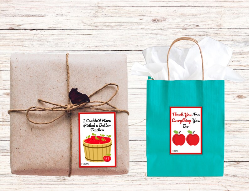 Apple Teacher Tag, First Day of School and Back to School Teacher Gift ...