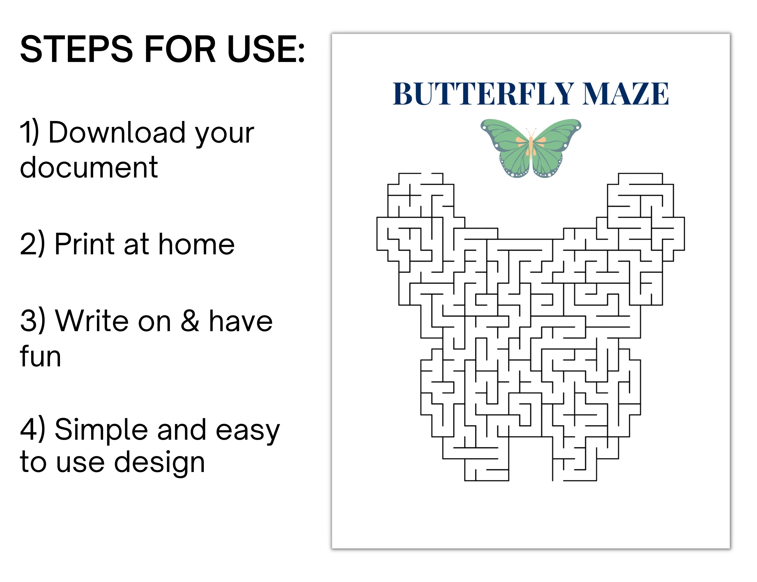 Butterfly Maze, Printable Nature Maze Puzzle, Earth Day Maze - Etsy