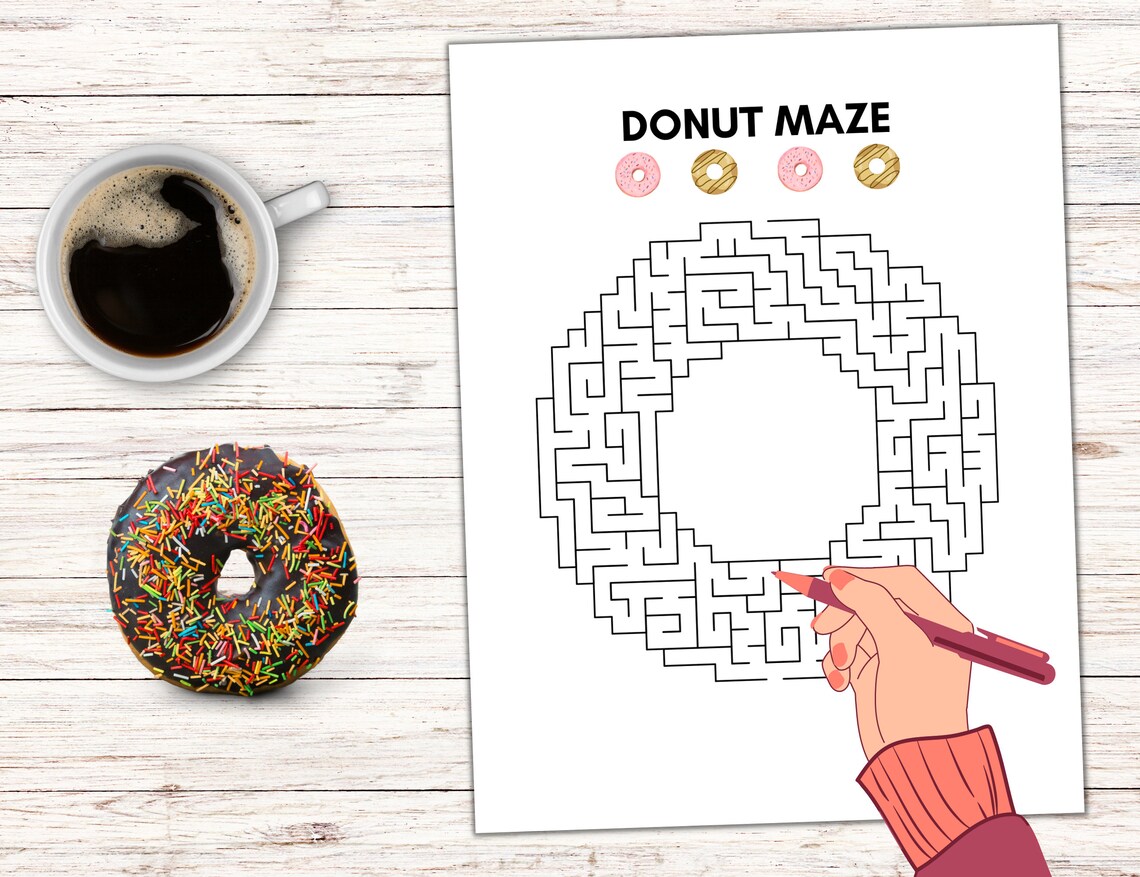 Donut Maze, Doughnut Maze Printables, Donut Birthday Party Game, Donut ...