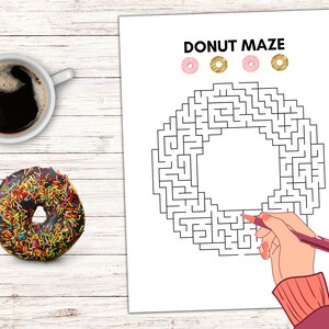 Donut Maze, Doughnut Maze Printables, Donut Birthday Party Game, Donut ...