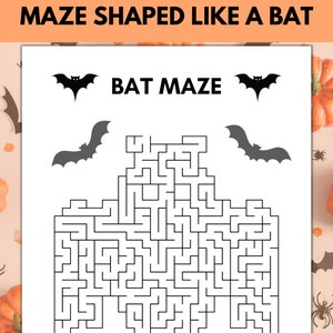 Bat Maze Printable Halloween Games and Activities, Fall Party Game - Etsy