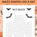 Bat Maze Printable Halloween Games and Activities, Fall Party Game - Etsy